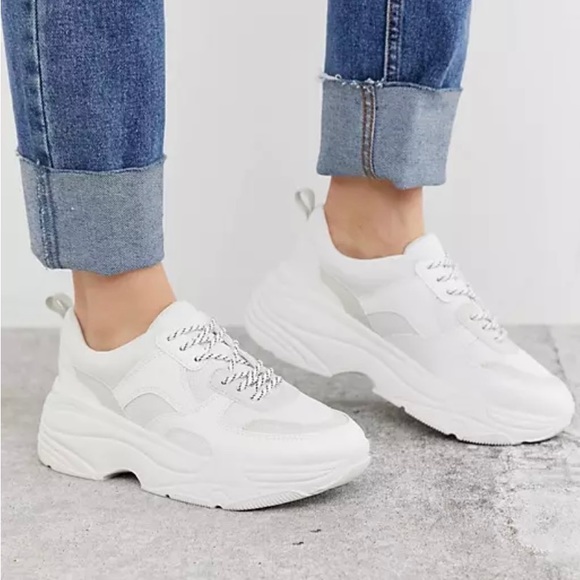 SHEIN | Shoes | Shein Retro 9s Style White Chunky Trainers Size 409m ...